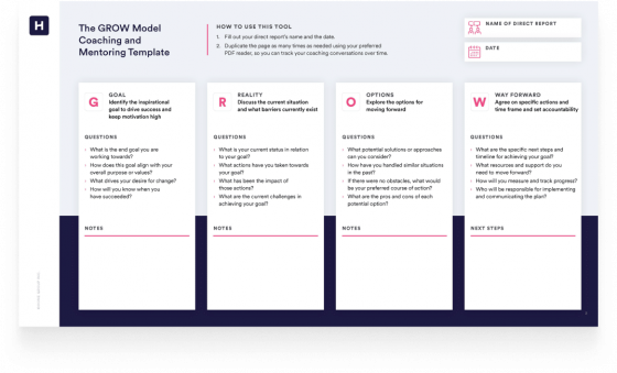 The GROW Model Coaching And Mentoring Template