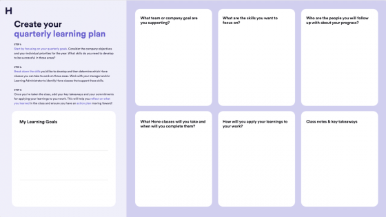 Quarterly Learning Plan Template - Hone